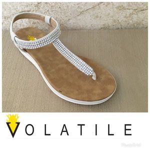 Volatile | Shoes | Adorable Volatile White Sandals With Rhinestones ...